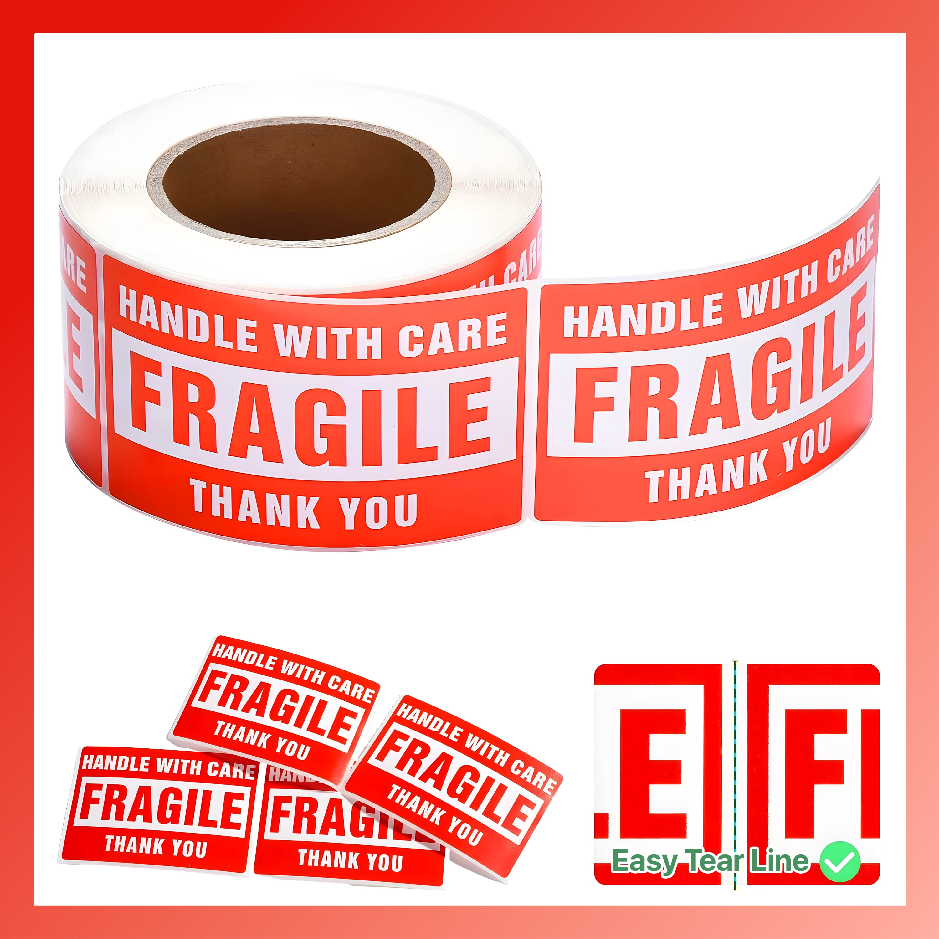 Pokanic Fragile 3 x 5 inch - 500 Stickers 1 Roll Handle with Care ...