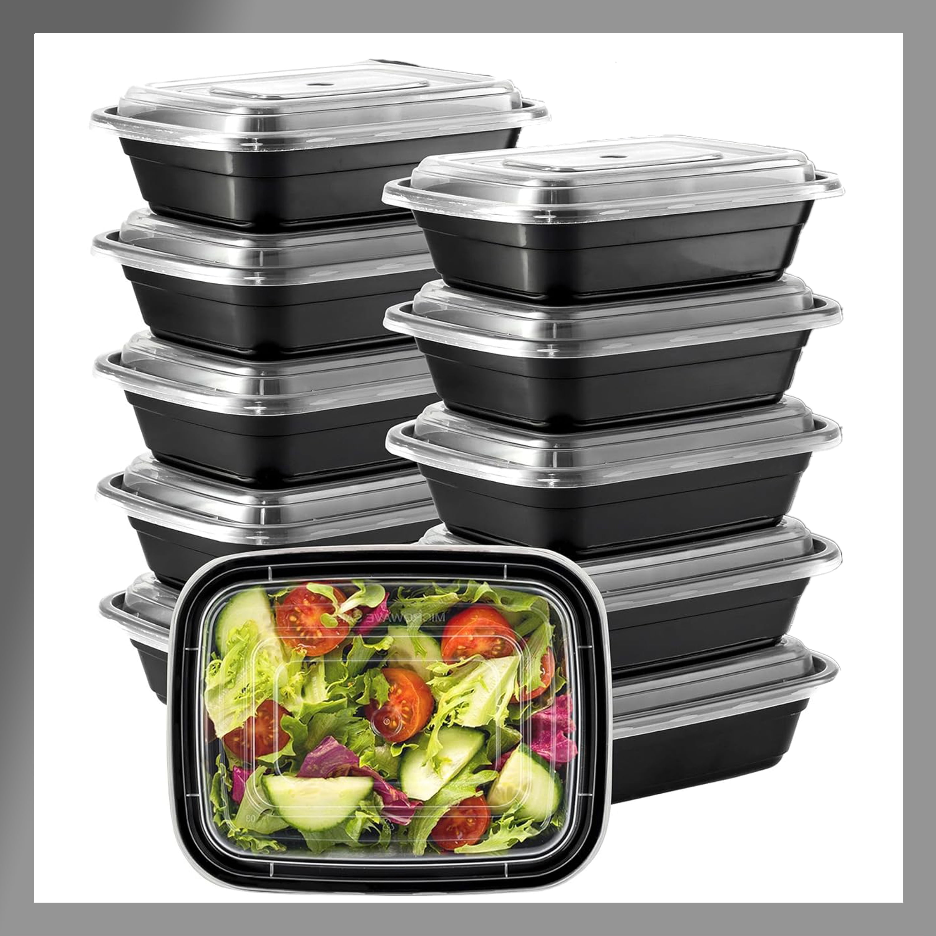 Pokanic Meal Prep Containers, 24 oz, 1 Compartment, Reusable, Stackable ...