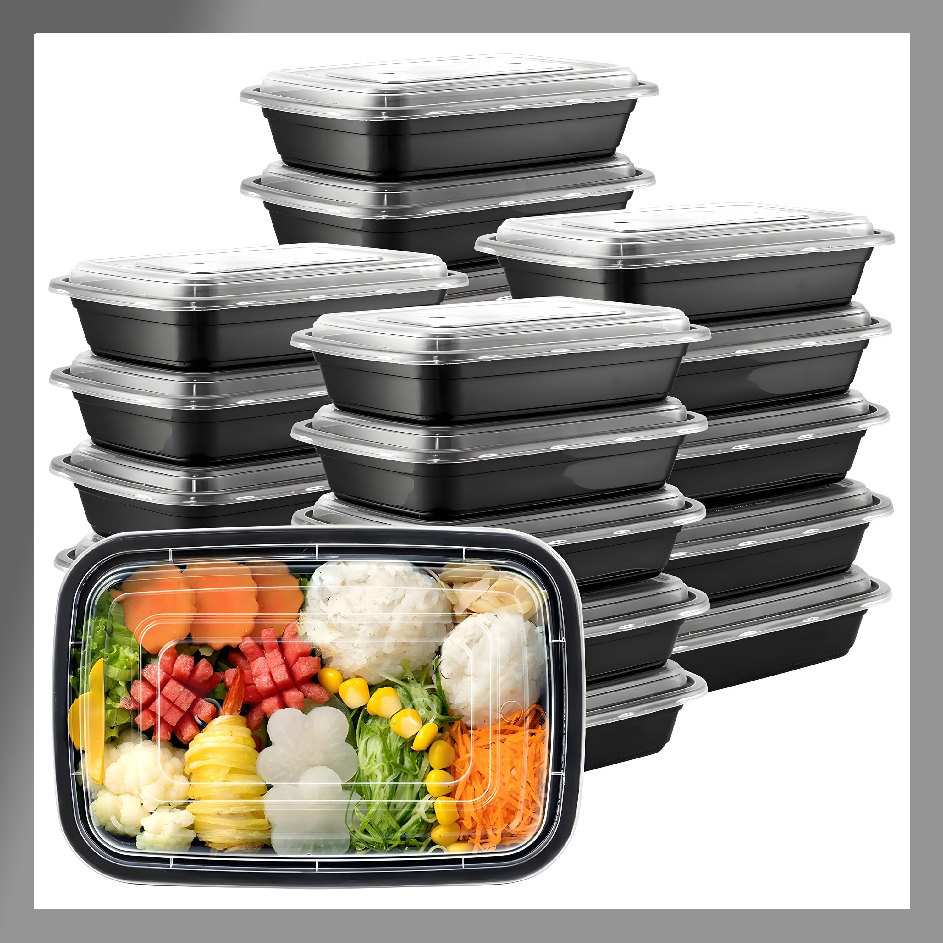 Pokanic Meal Prep Containers [150 Set] 28 oz with Lids, 1 compartment ...