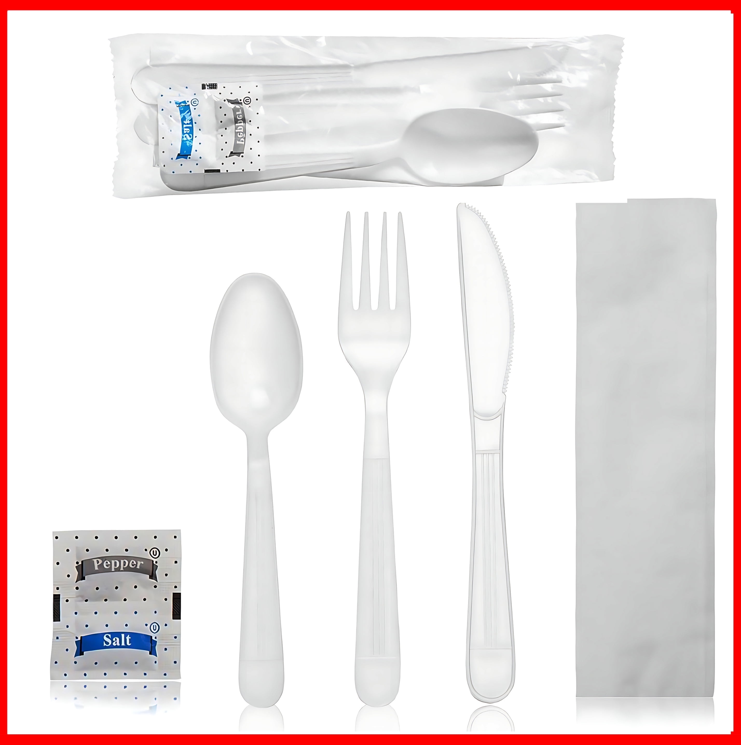 Pokanic Plastic Utensils Combo Set, Heavy-Duty Forks, Spoons, Knives ...