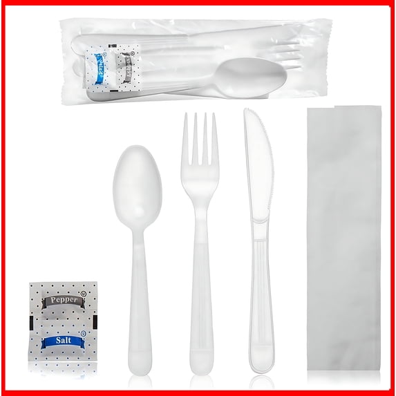 Pokanic Plastic Silverware Combo Set, Heavy-Duty Disposable Forks ...