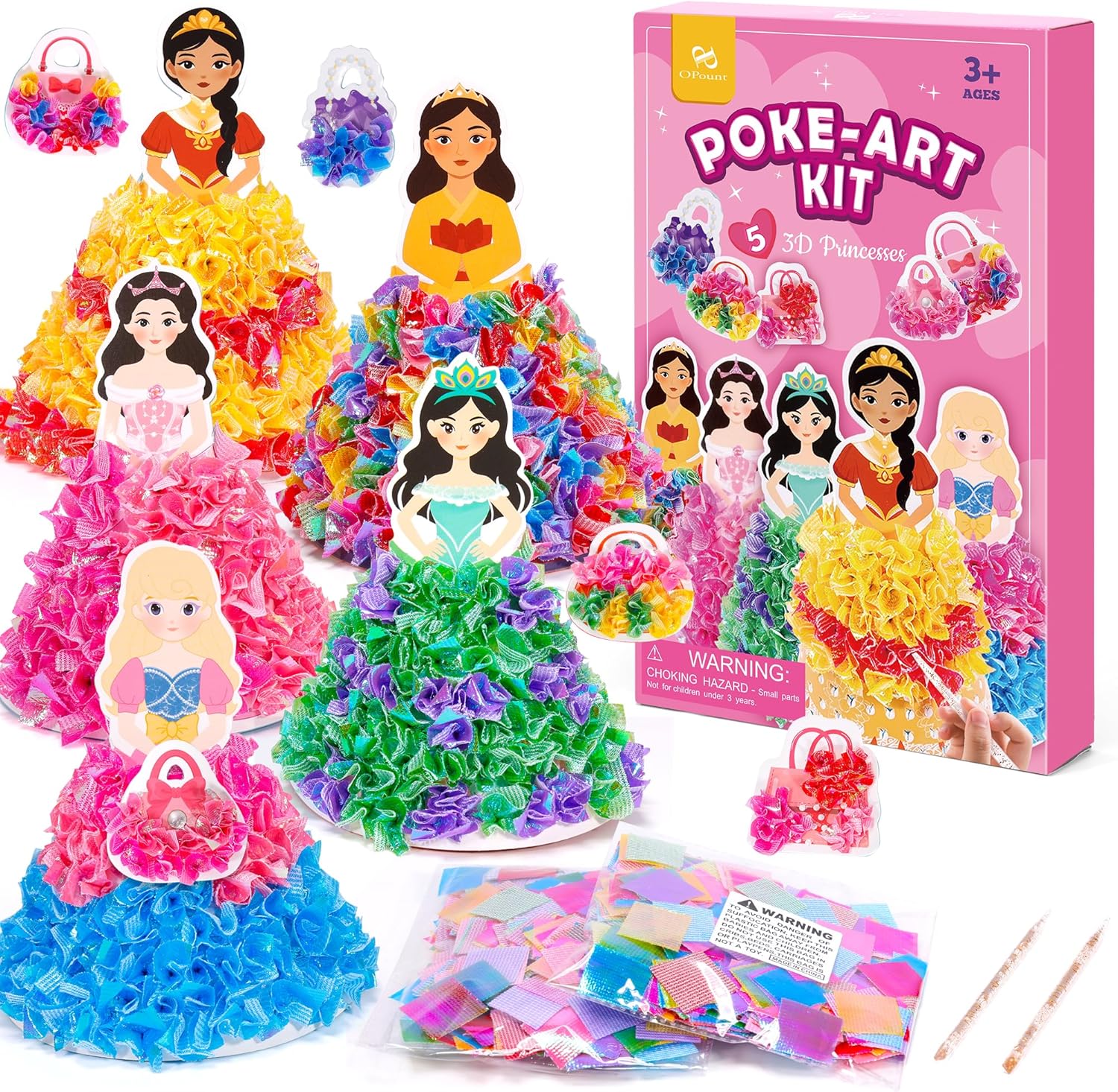 Poke Art Kits for Girls, 5 pcs 3D Magical Princess & 5 Bags Kids Paper ...