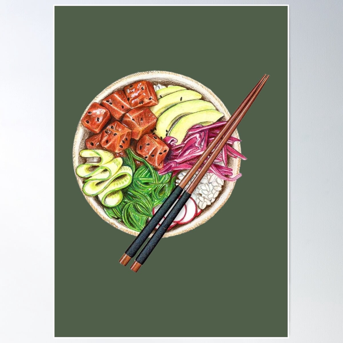 Poke Bowl Poster Wall Art, Modern Wall Decor For Living Room Bedroom ...