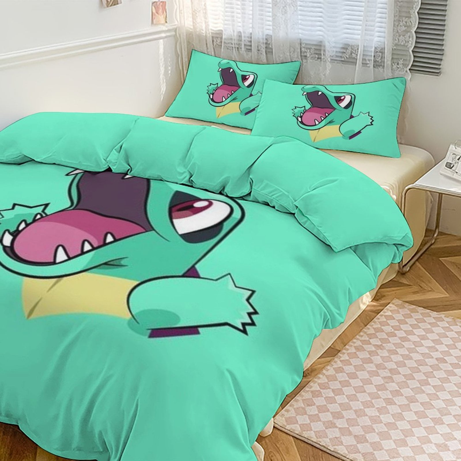 Poke-mon Bedding Set Anime Three-piece for Boys Girls Teens Twin Poke ...