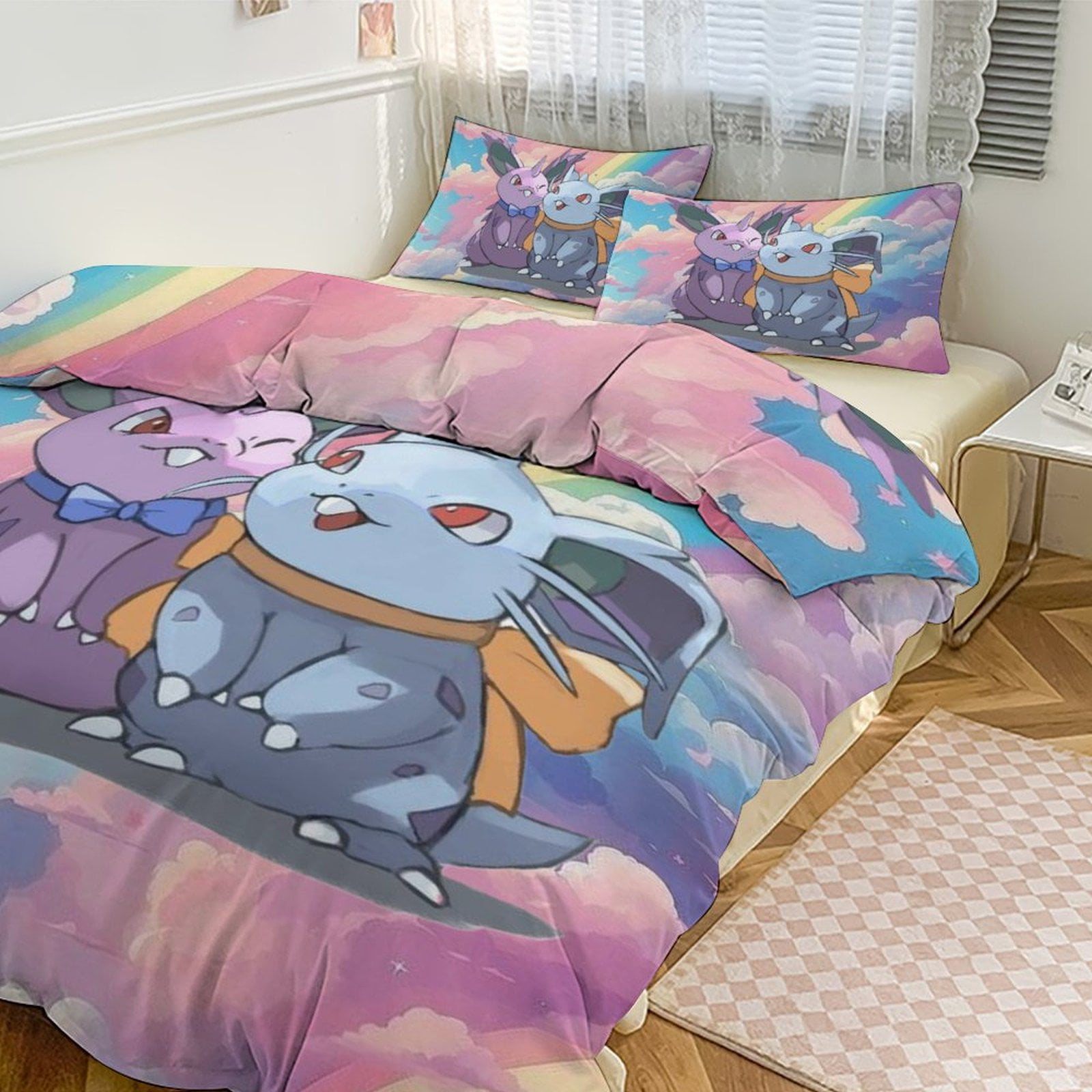 Poke-mon Bedding Set Anime Three-piece for Boys Girls Teens Twin Poke ...
