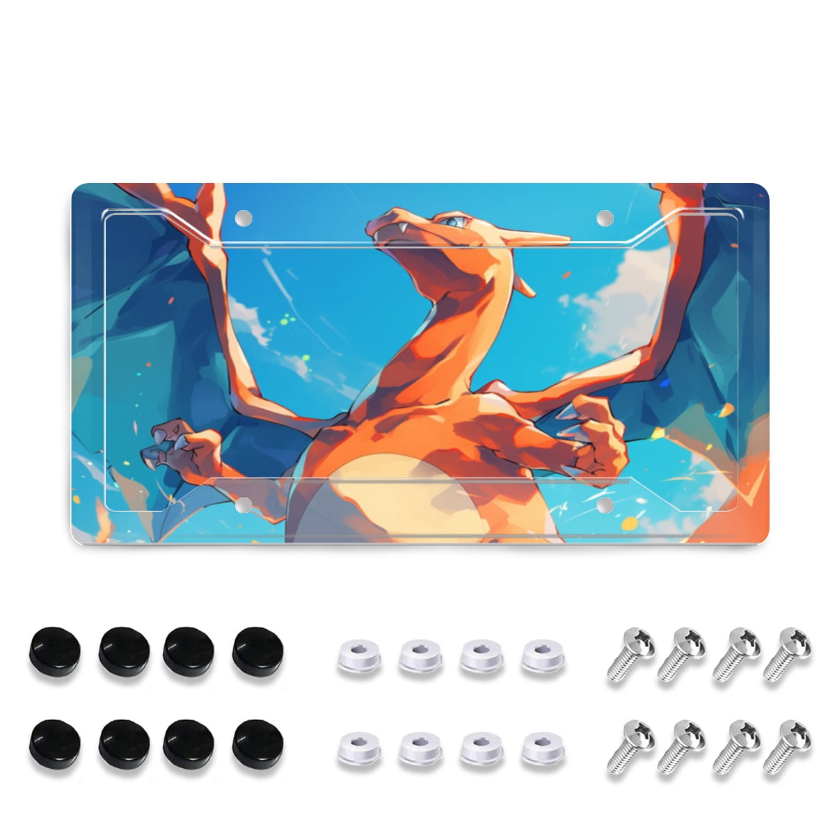 Poke-mon License Plate Frame Set - 4-hole License Plate Frame + License ...