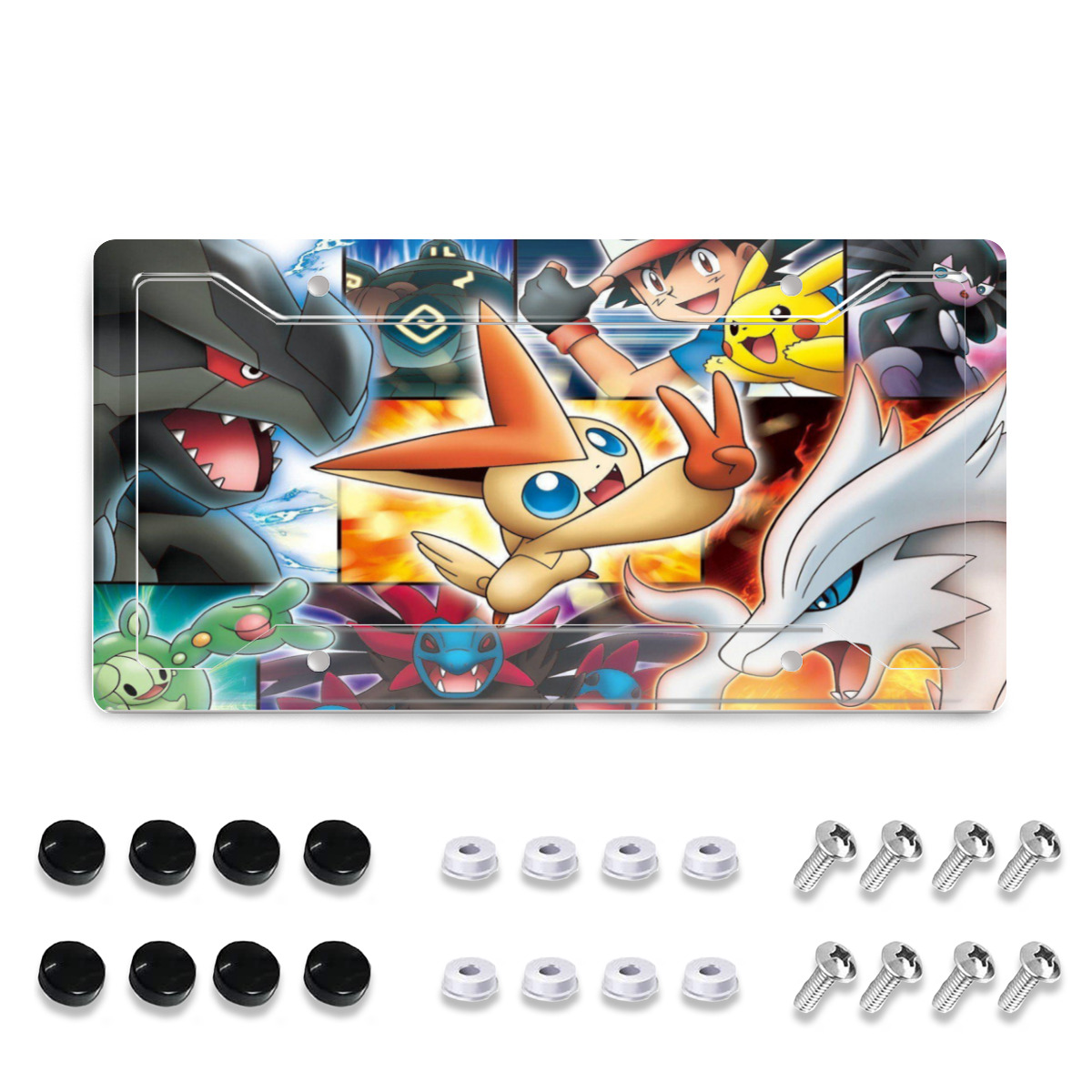 Poke-mon License Plate Frame Set - 4-hole License Plate Frame + License ...