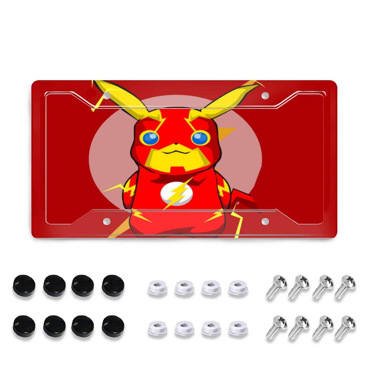 Poke-mon License Plate Frame Set - 4-hole License Plate Frame + License ...