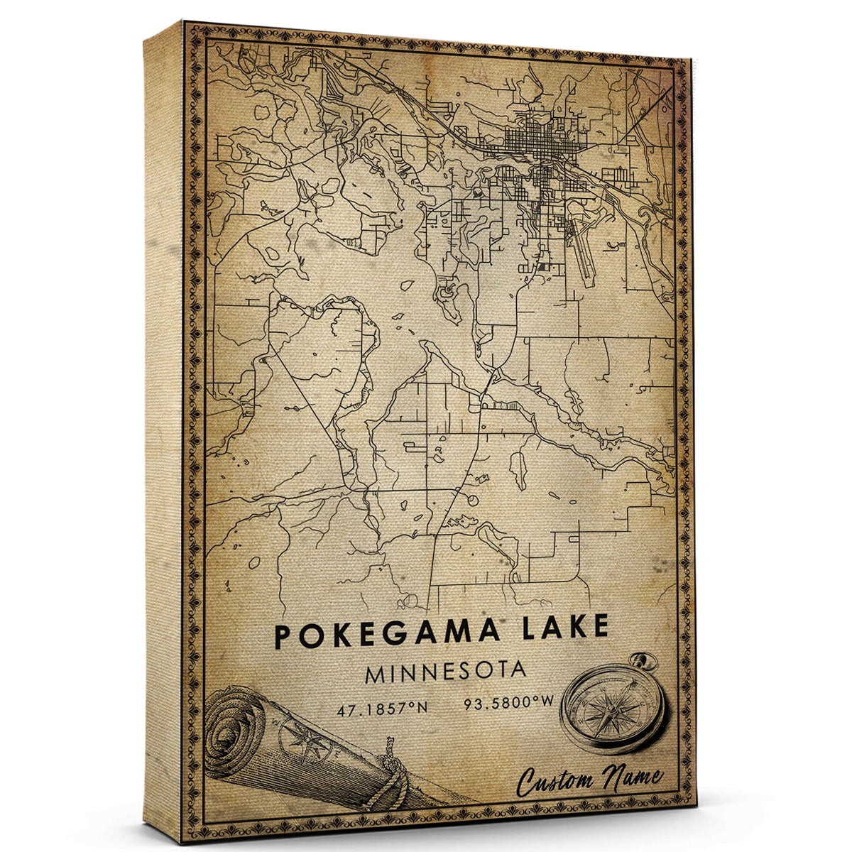 Pokegama Lake Map Poster, Minnesota Map Art Poster, Canvas, Pokegama ...