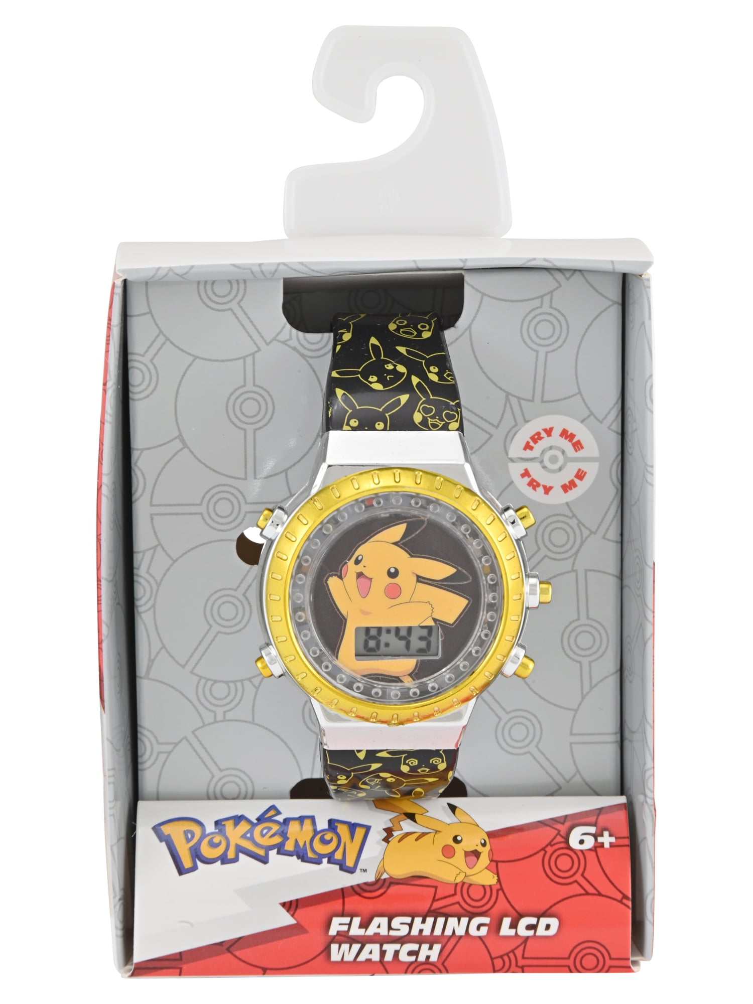 Pokémon Pikachu Unisex Child Yellow and Black LCD Flashing Bezel Watch ...
