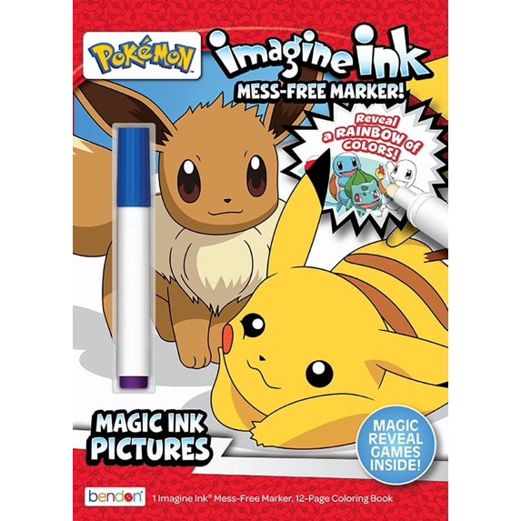 Pokemon 12-Page Imagine Ink Coloring Book with Mess Free Markers ...
