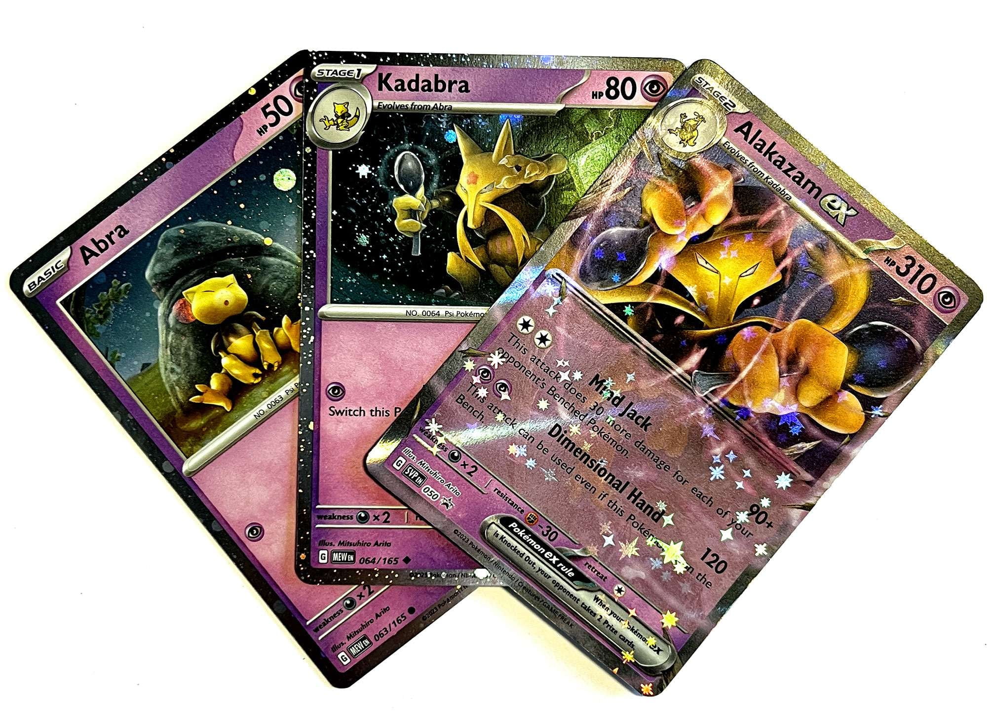 Pokemon 151 Abra, Kadabra & Alakazam Set of 3 Foil Promo Single Cards ...