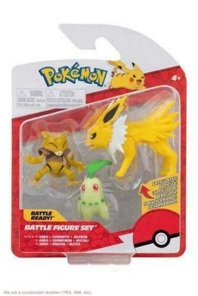 Pokemon 2-in Battle Action 3-Pack Figures - Chikorita, Abra, Jolteon ...
