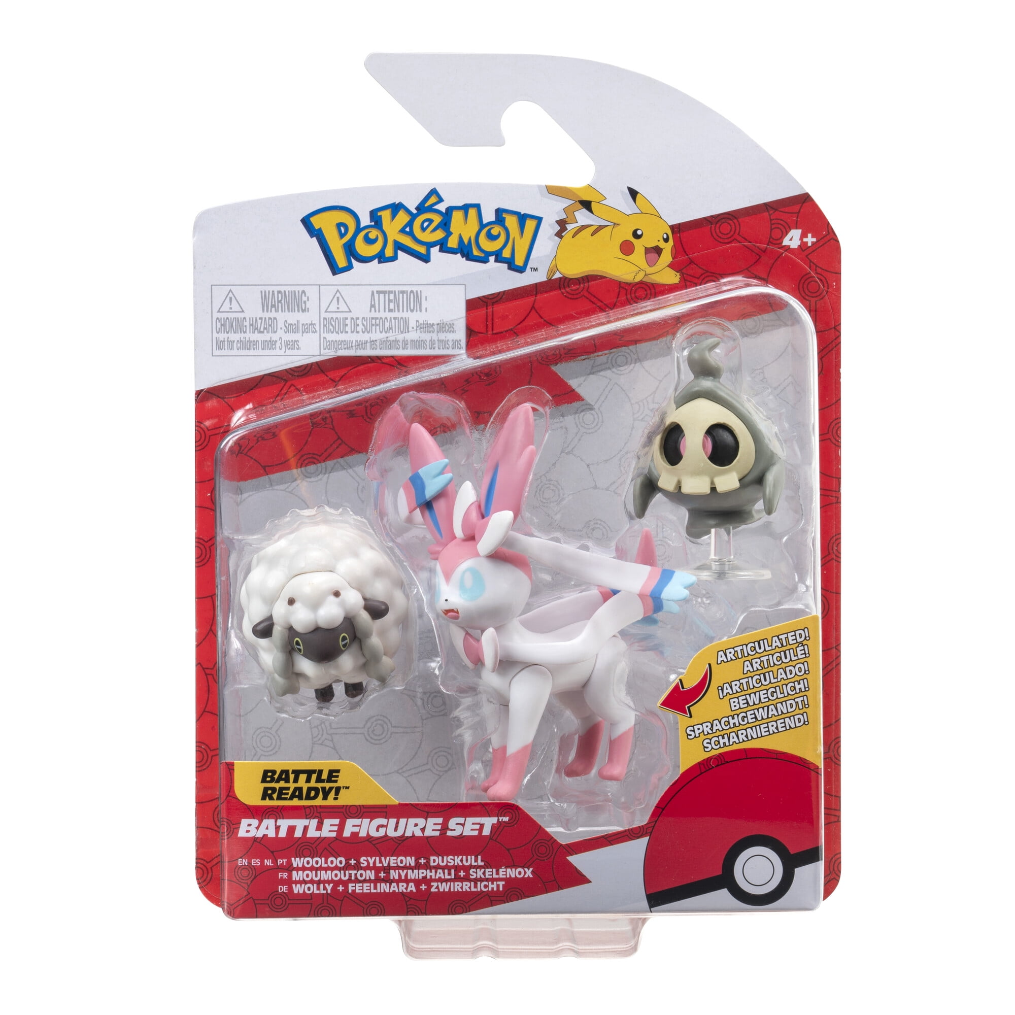 Pokemon Battle Figure 3 Pack - Features 2-inch Duskull, Wooloo and 3 ...