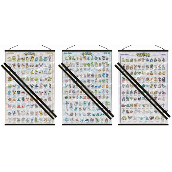 Pokemon - 3 Piece Gaming TV Show Poster Set (The Regions - Johto, Hoenn ...