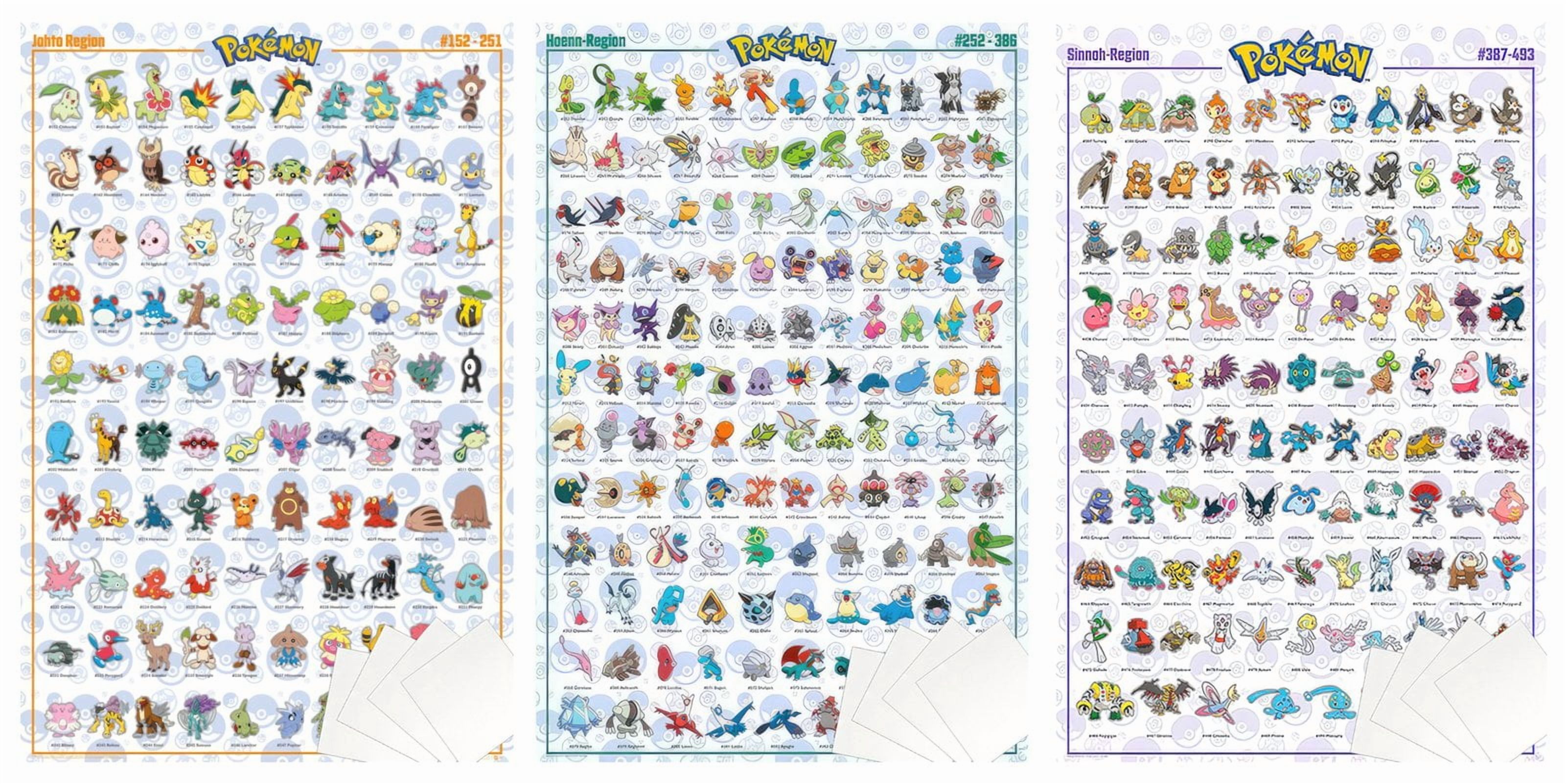 Pokemon - 3 Piece Gaming TV Show Poster Set (The Regions - Johto, Hoenn ...