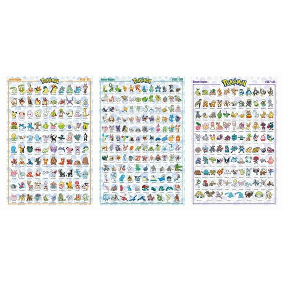 Pokemon - 3 Piece Gaming TV Show Poster Set (The Regions - Johto, Hoenn ...