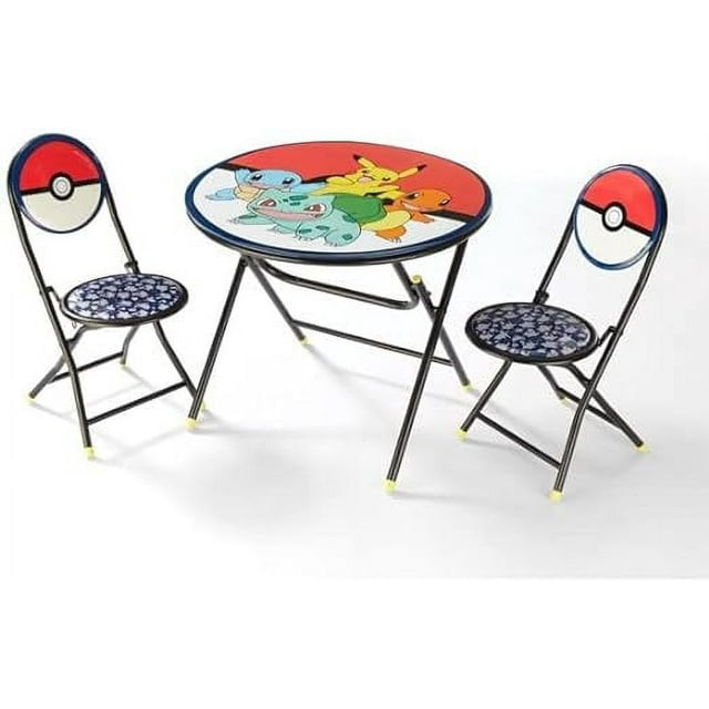 Pokemon, 3 Piece Round Table and Chair Set, 23.6" x 23.6" x 19.68 ...
