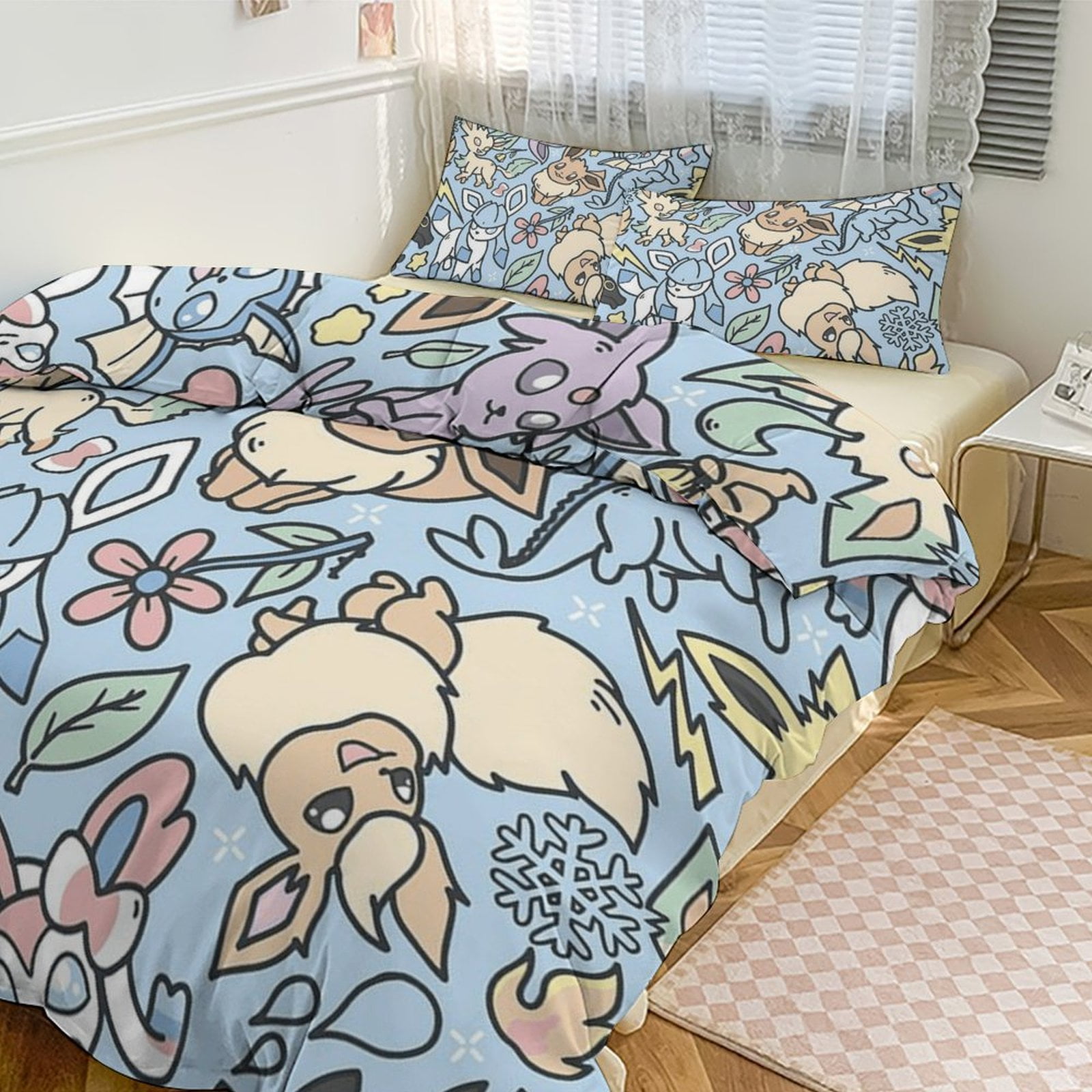 Pokemon 3 Pieces Bed Set Cute Bedding Sets All Seasons, 1 Comforter ...