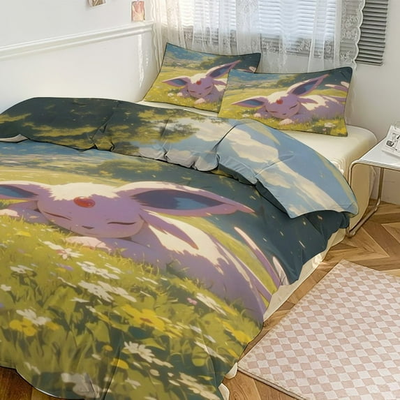 Pokemon 3 Pieces Bed Set Cute Bedding Sets All Seasons, 1 Comforter ...