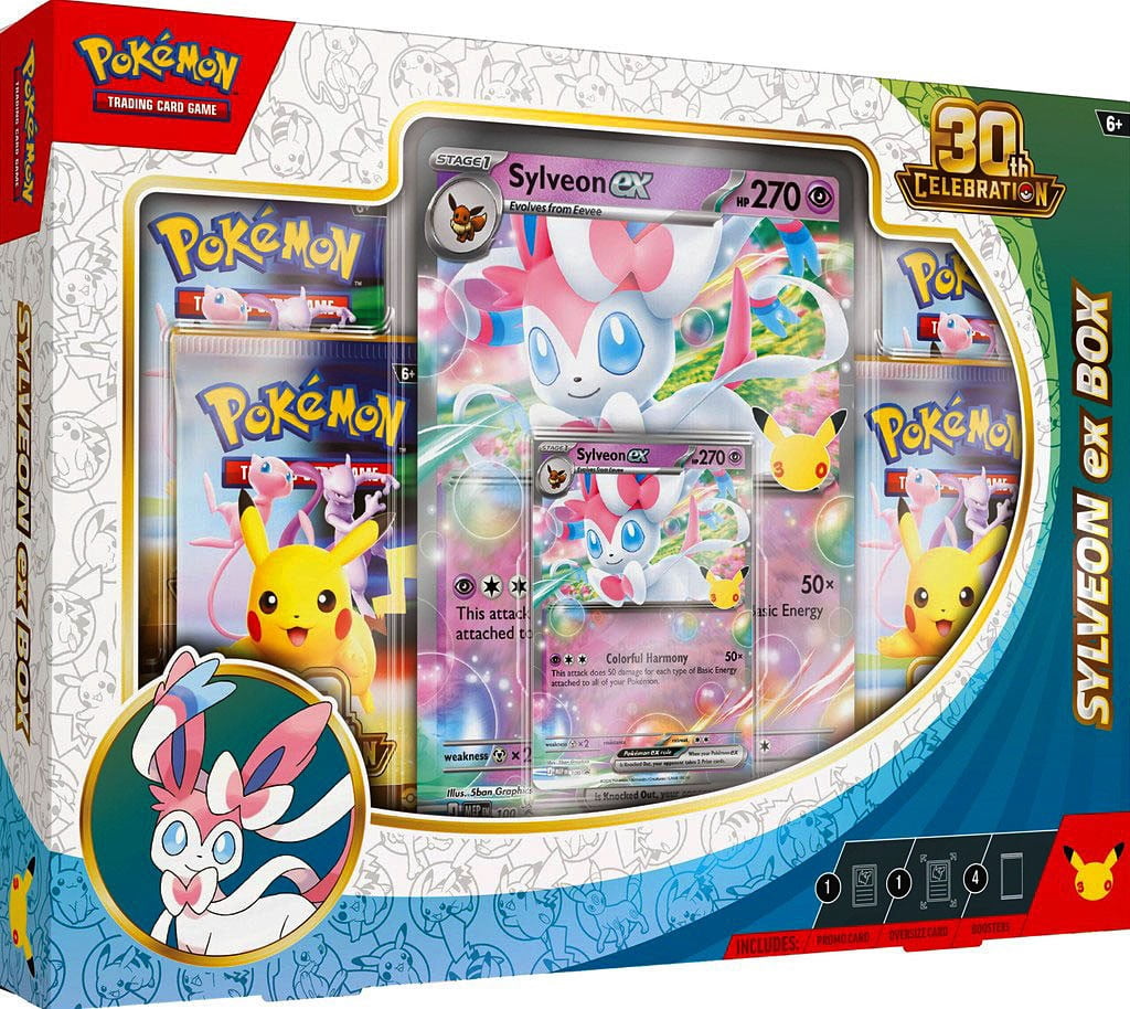 Pokemon 30th Anniversary Celebration Sylveon ex ex Box (4 Booster Packs ...