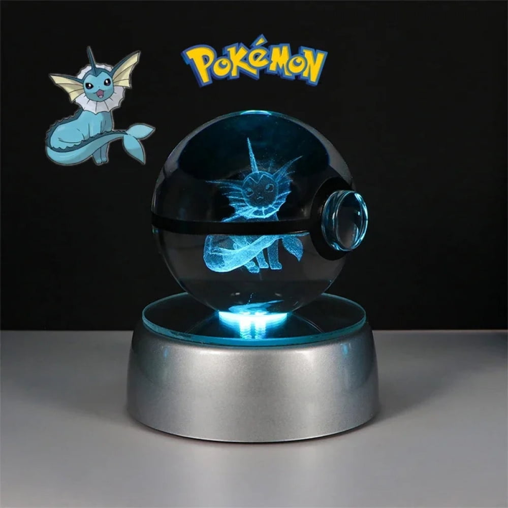 Pokemon 3D Crystal Ball Figure Toys Pokeball Gengar Gyarados Mimikyu ...