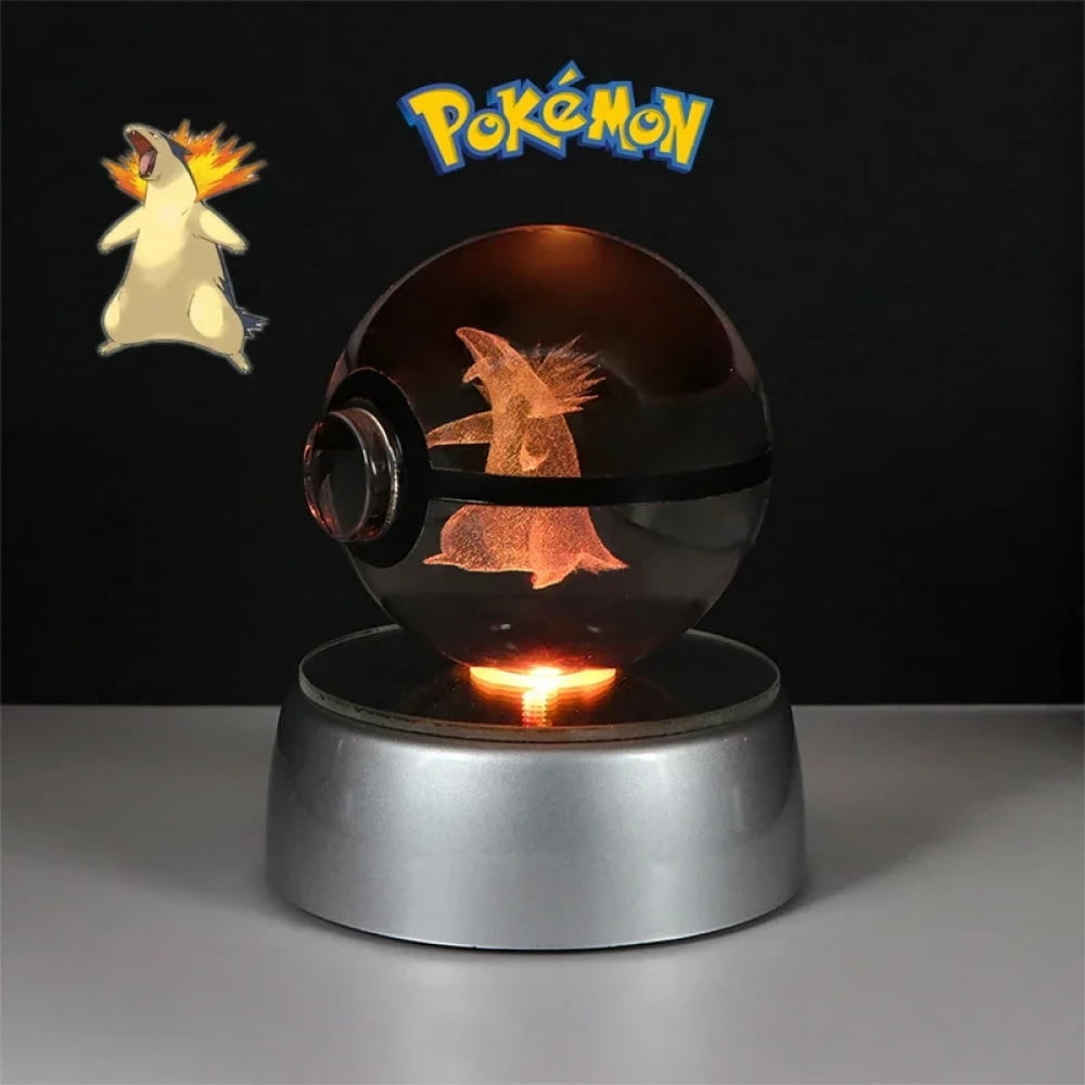 Pokemon 3D Crystal Ball Figure Toys Pokeball Gengar Gyarados Mimikyu ...