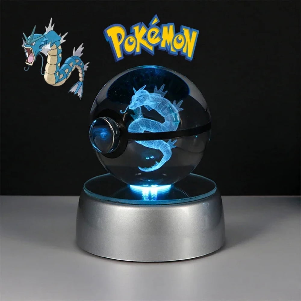 Pokemon 3D Crystal Ball Figure Toys Pokeball Gengar Gyarados Mimikyu ...