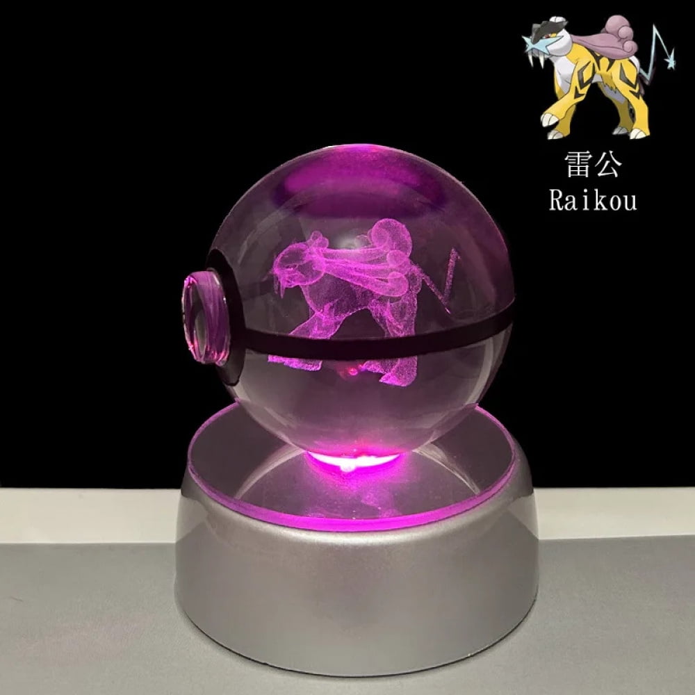 Pokemon 3D Crystal Ball Pikachu Gengar Eevee Mewtwo Anime Game Pokeball ...