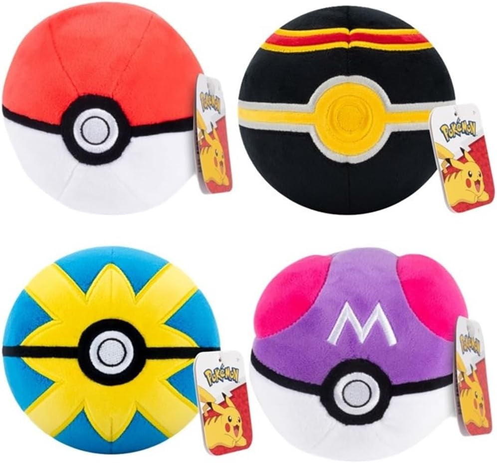 Pokemon 5" Poké Ball Plush 4-Pack - Includes Pokeball, Master, Quick ...