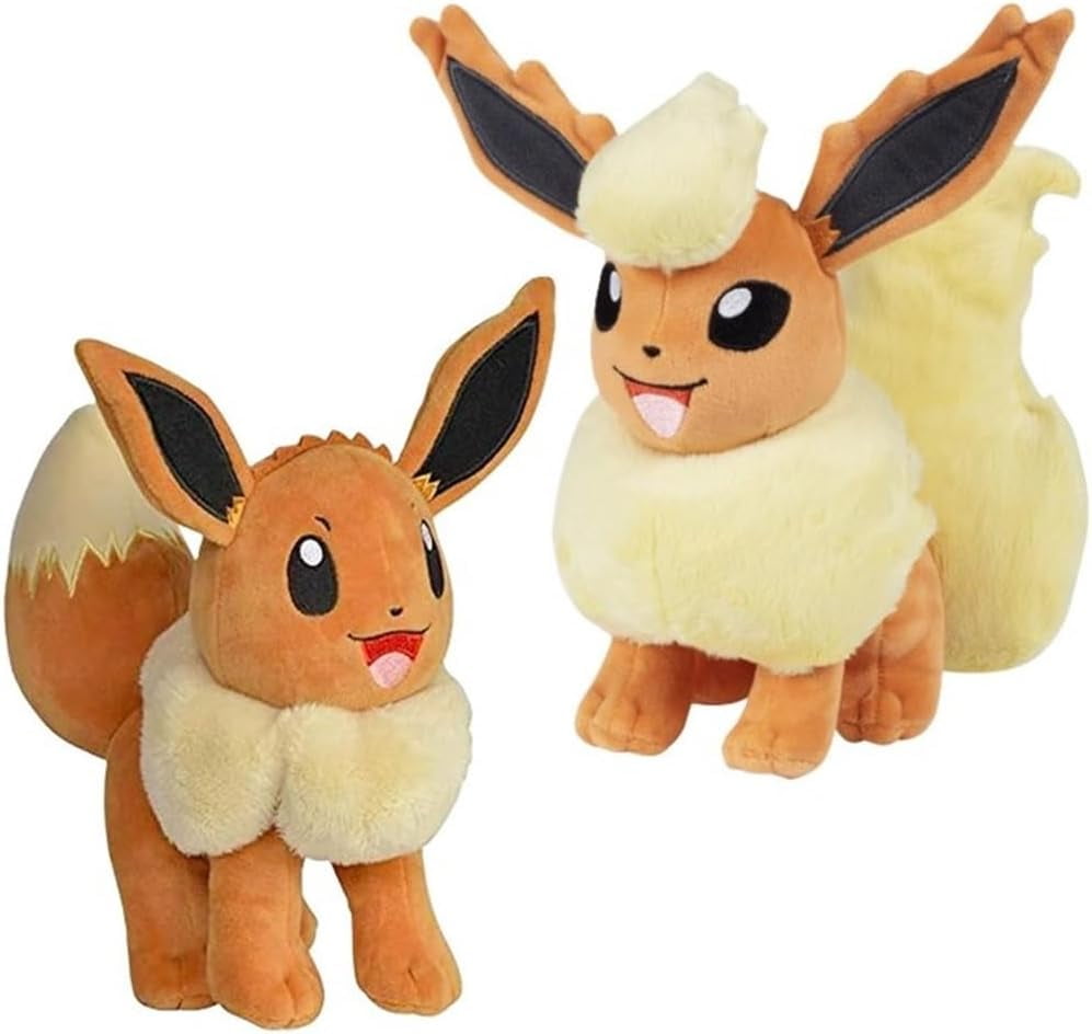 Pokemon 8" Eevee & Flareon Plush 2-Pack - Eevee Evolution Set ...