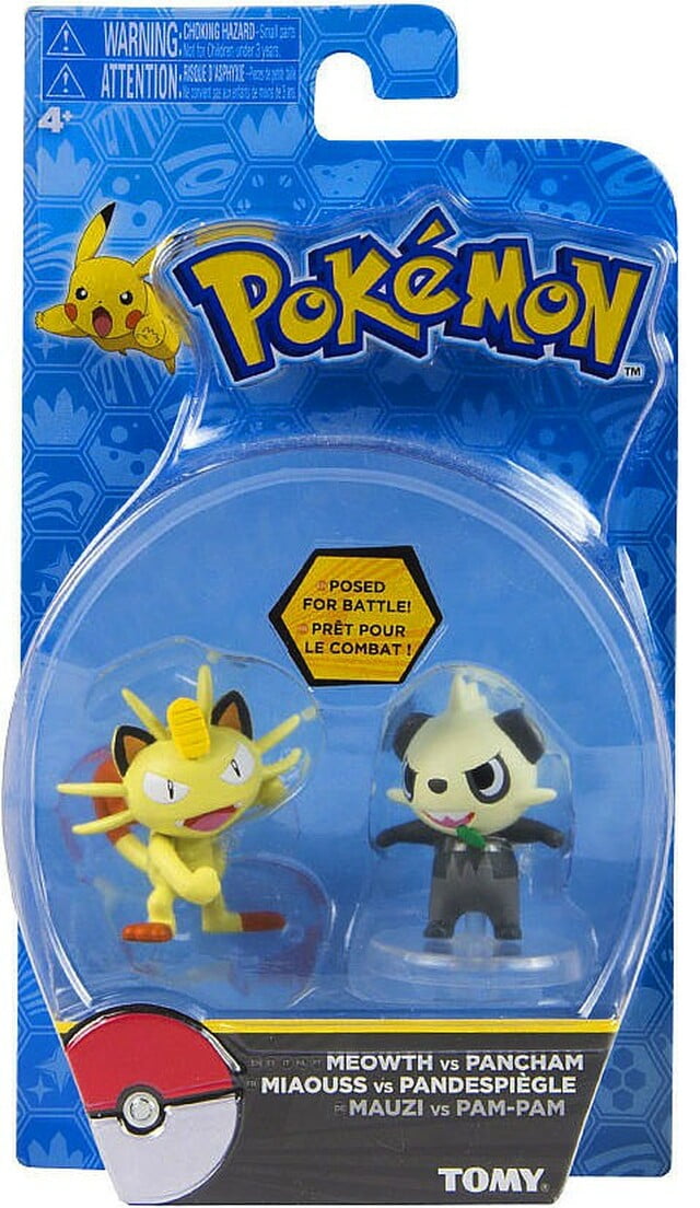 Pokemon Action Pose Meowth & Pancham 2-Inch Mini Figure 2-Pack ...