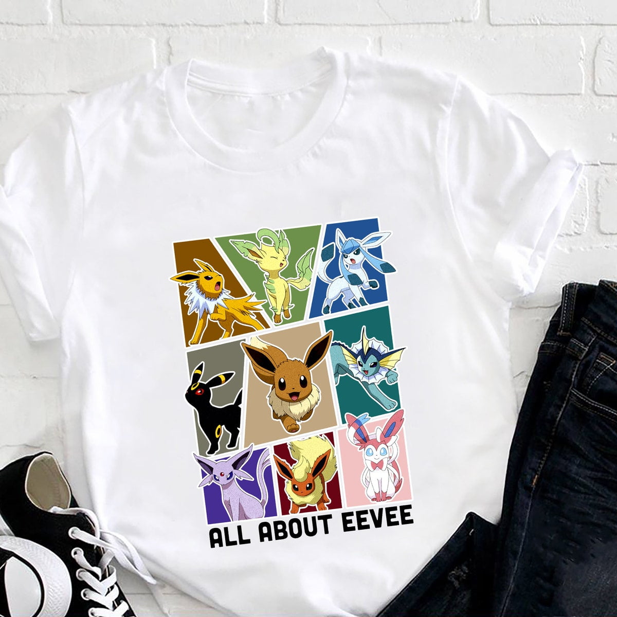 Pokemon All About Eevee Eeveeloution T-Shirt, Pokemon Eevee Shirt Fan ...