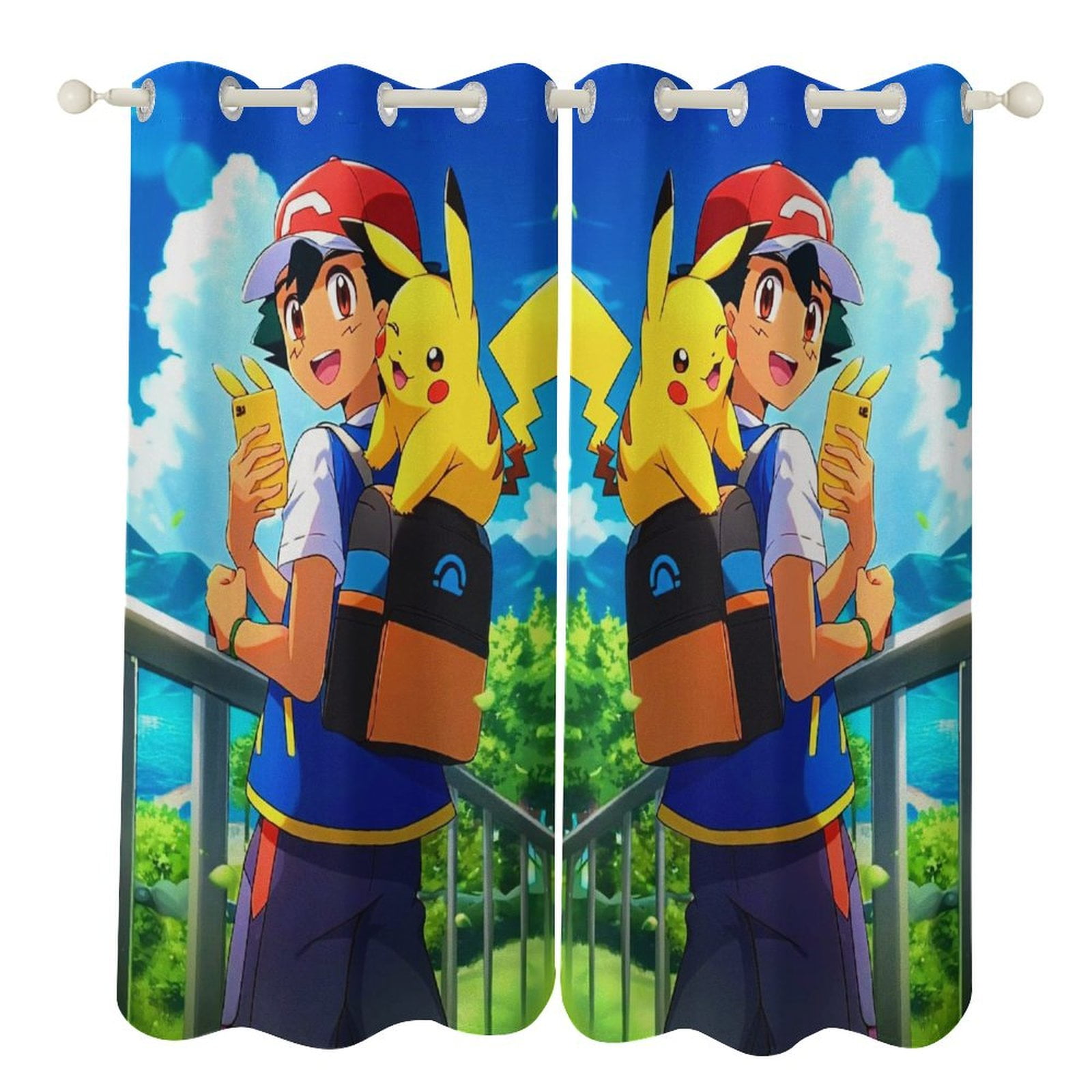 Pokemon And Ash Curtains 84 inch,2 Panels Set,100% Blackout Curtain ...