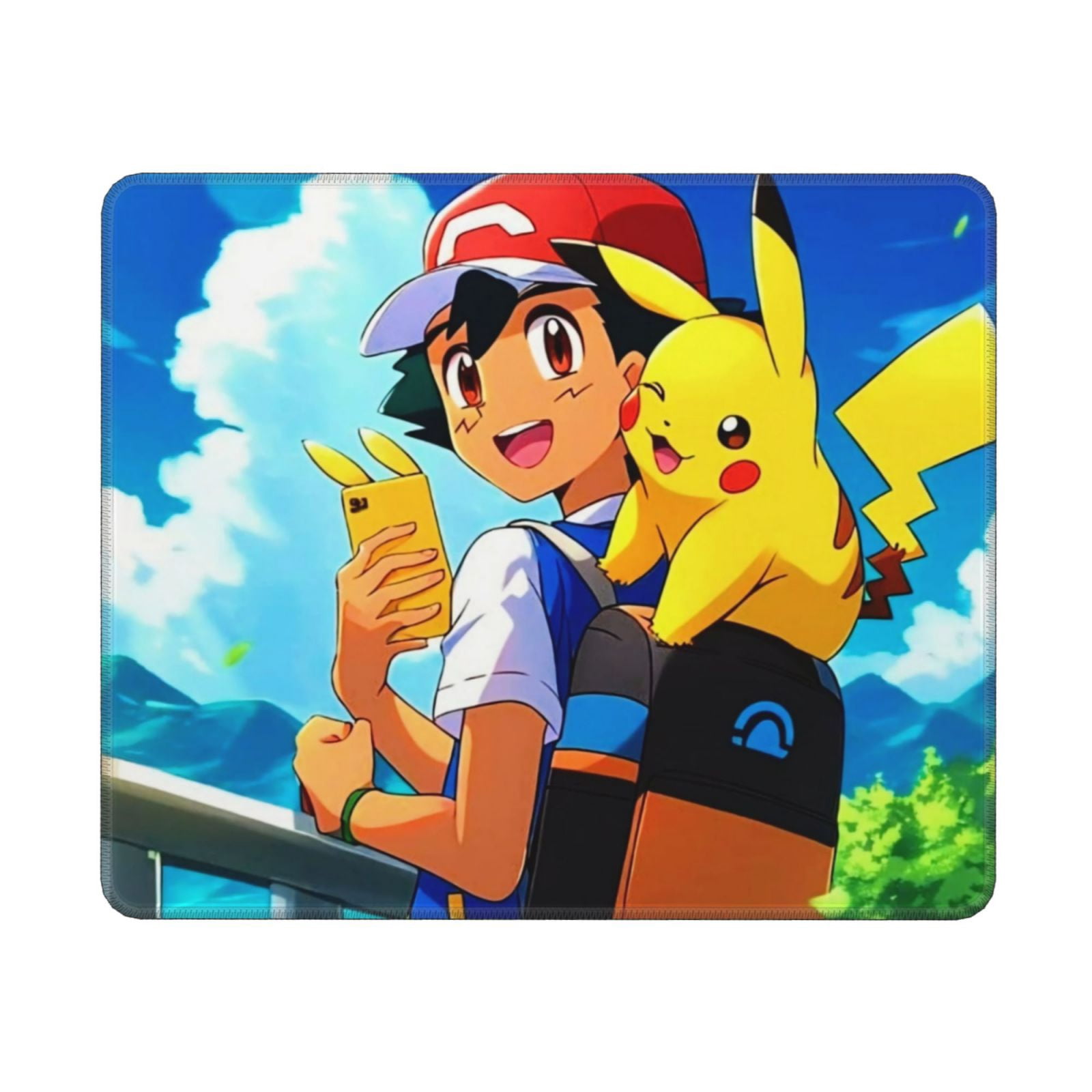 Pokemon-And Ash Mouse Pad with Stitched Edges,(10X12In) Durable Non ...