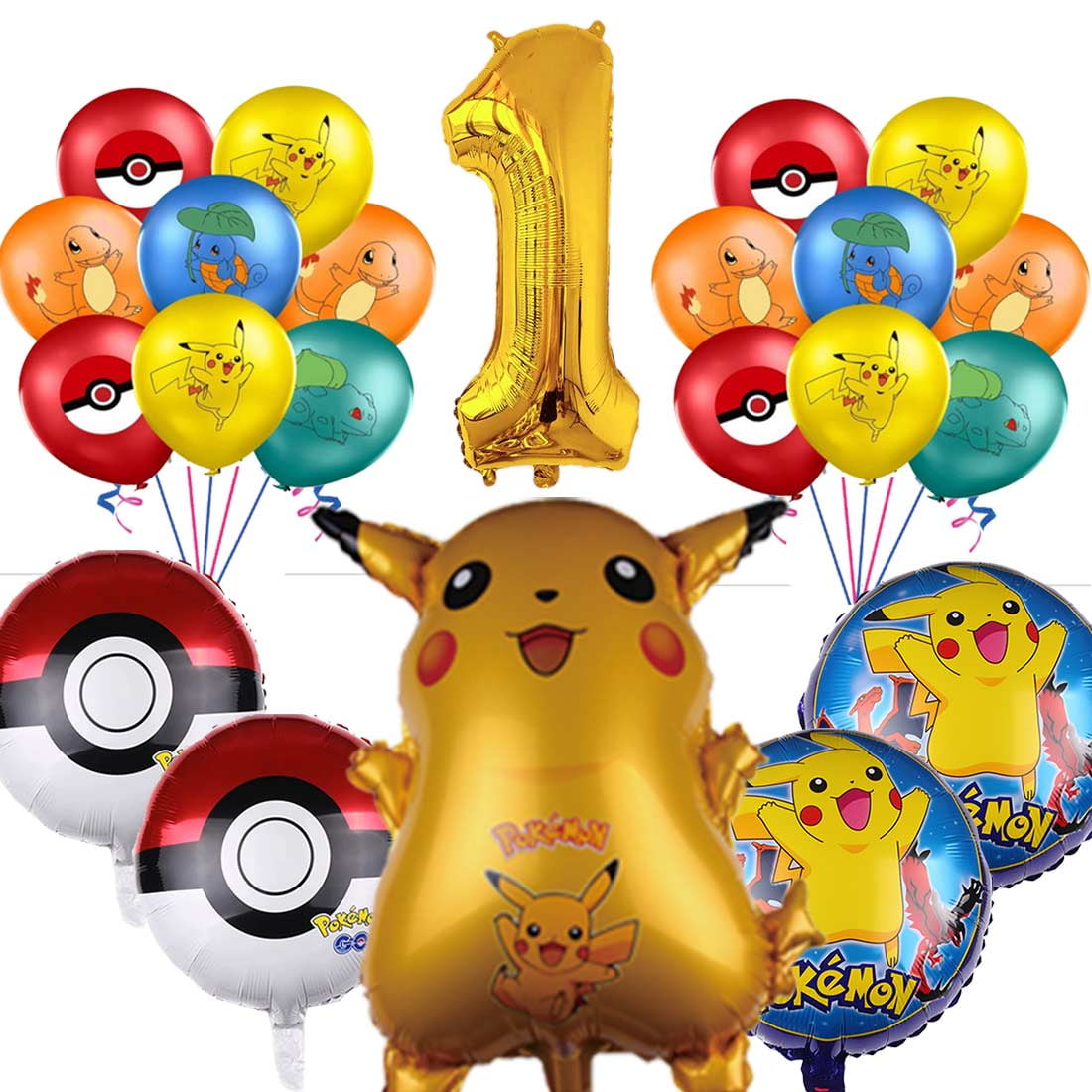 Pokemon Balloons Party Supplies 1st Big Number Decorations Decor Kit ...