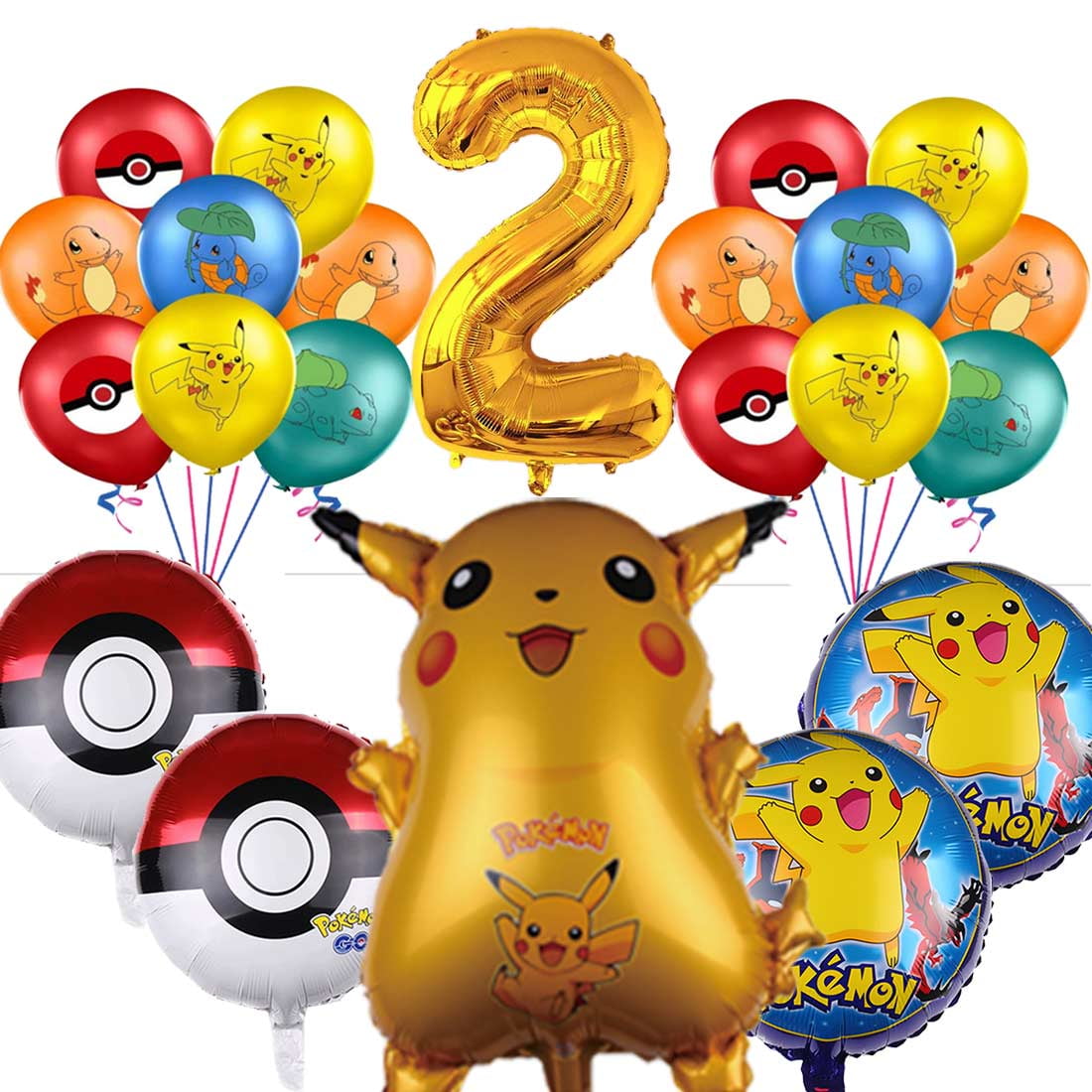 Pokemon Balloons Party Supplies 2nd Big Number Decorations Decor Kit ...