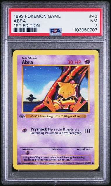 Pokemon Base Set Abra (PSA 7 - First Edition - Grey Stamp) - Walmart.com