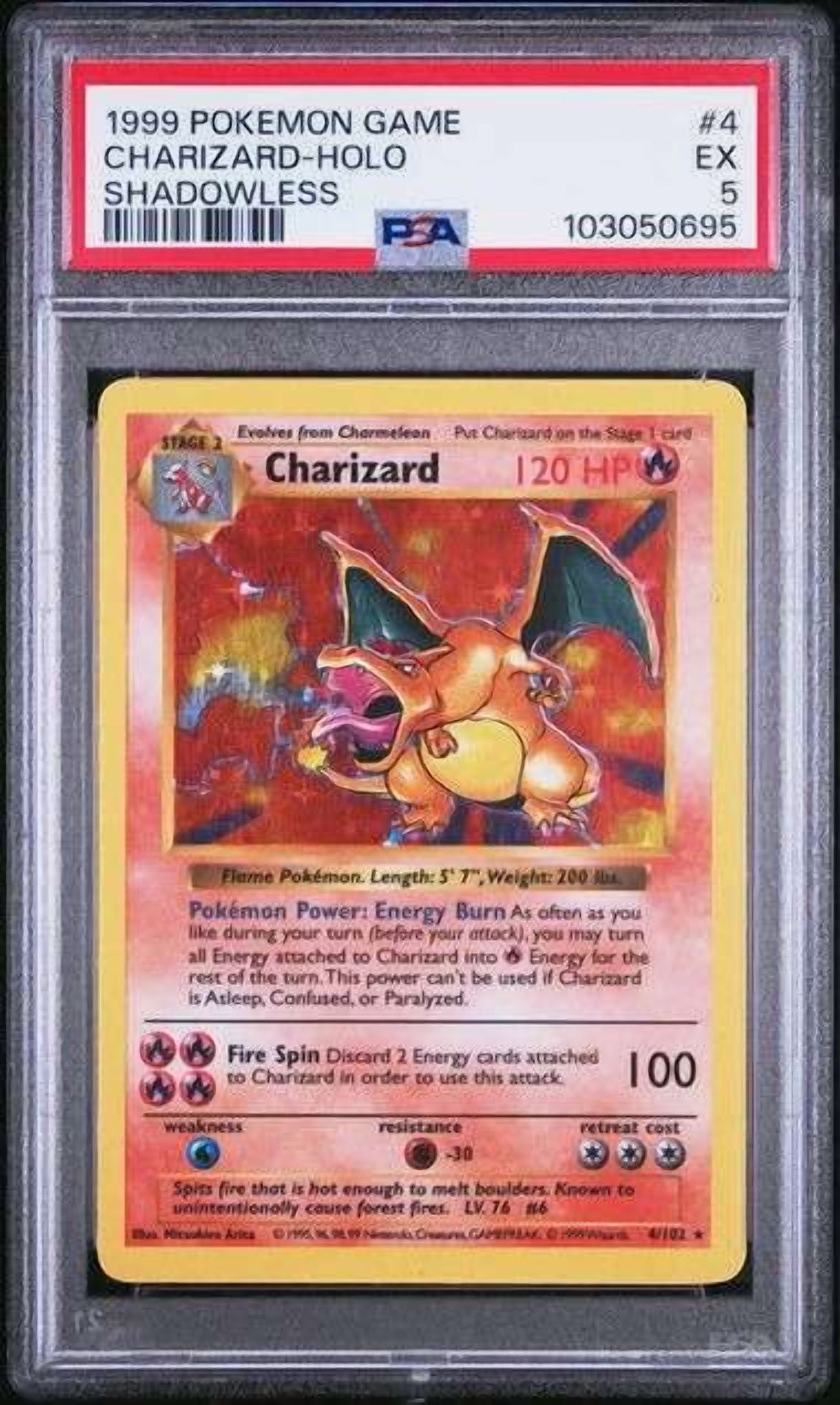 Pokemon Base Set Charizard (Shadowless - PSA 5) - Walmart.com