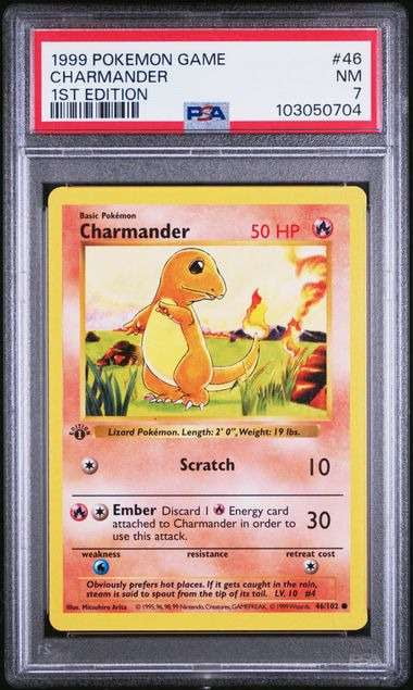 Pokemon Base Set Charmander (PSA 7 - First Edition) - Walmart.com