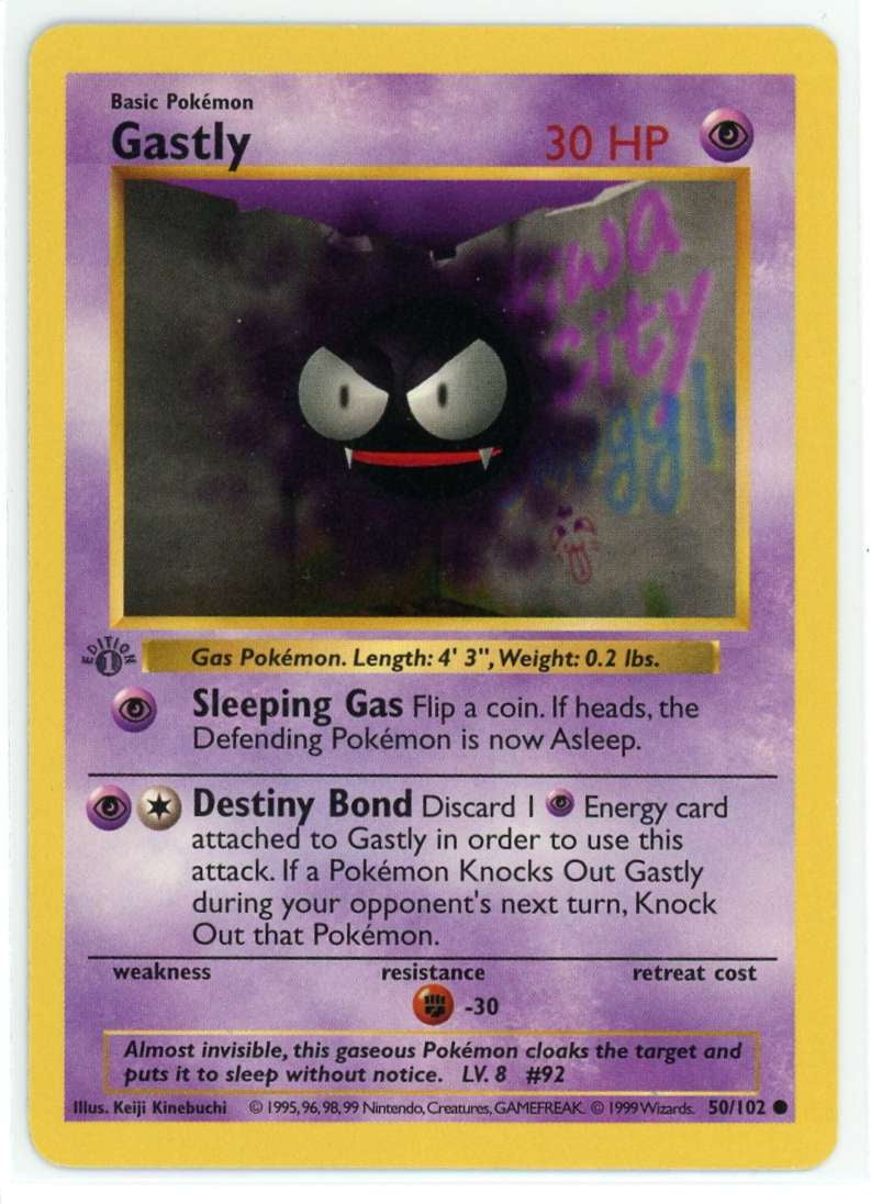 Pokemon Base Set Common Gastly #50 (1st Edition, Grey Stamp) - Walmart.com