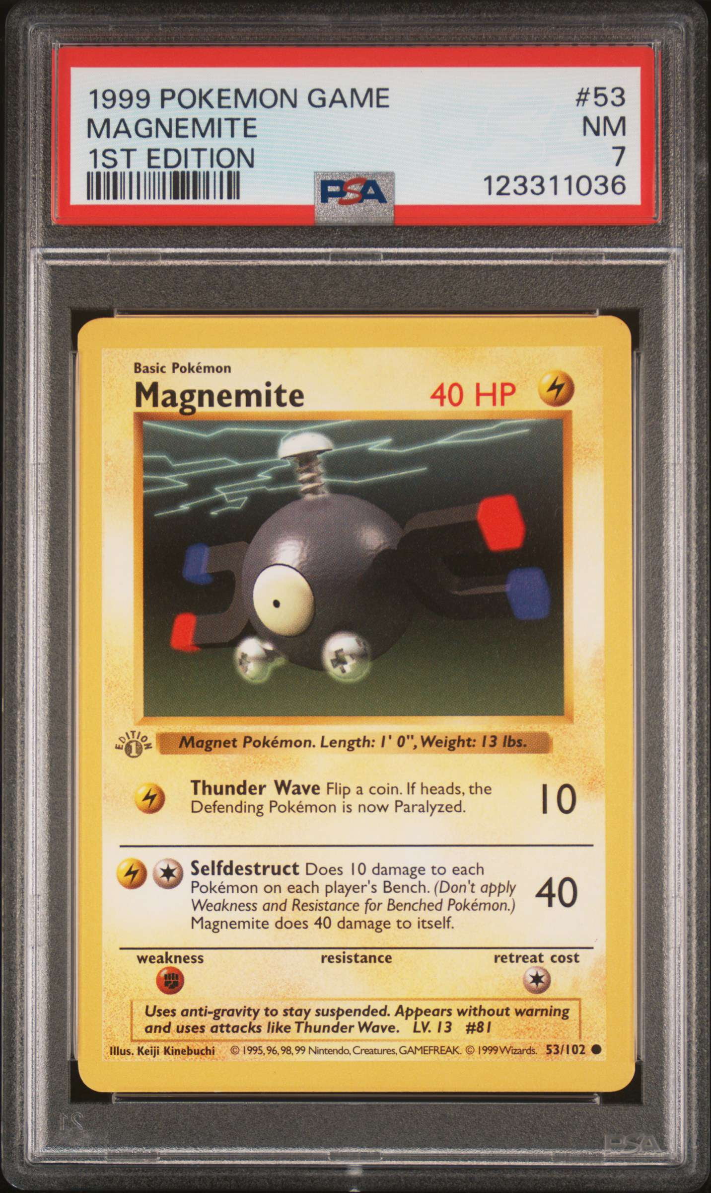 Pokemon Base Set Common Magnemite #53 [Shadowless PSA 7 1st Edition ...