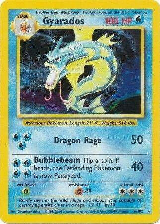 Pokemon Base Set Holo Rare Gyarados #6 (Shadowless) - Walmart.com