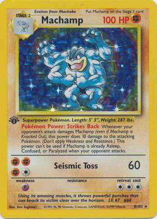 Pokemon Base Set Holo Rare Machamp #8 - Walmart.com