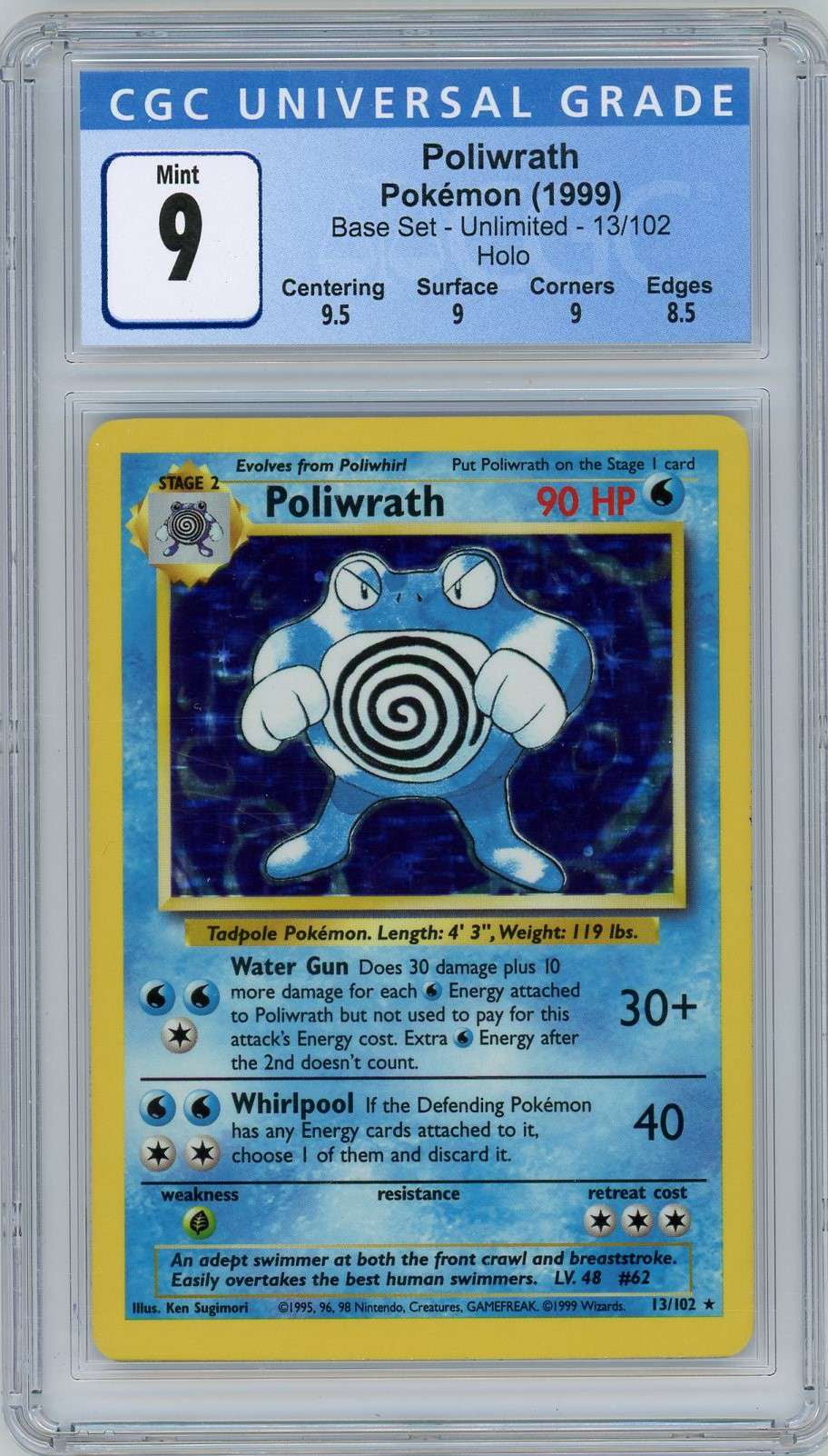 Pokemon Base Set Holo Rare Poliwrath #13 (CGC Grade 9) - Walmart.com