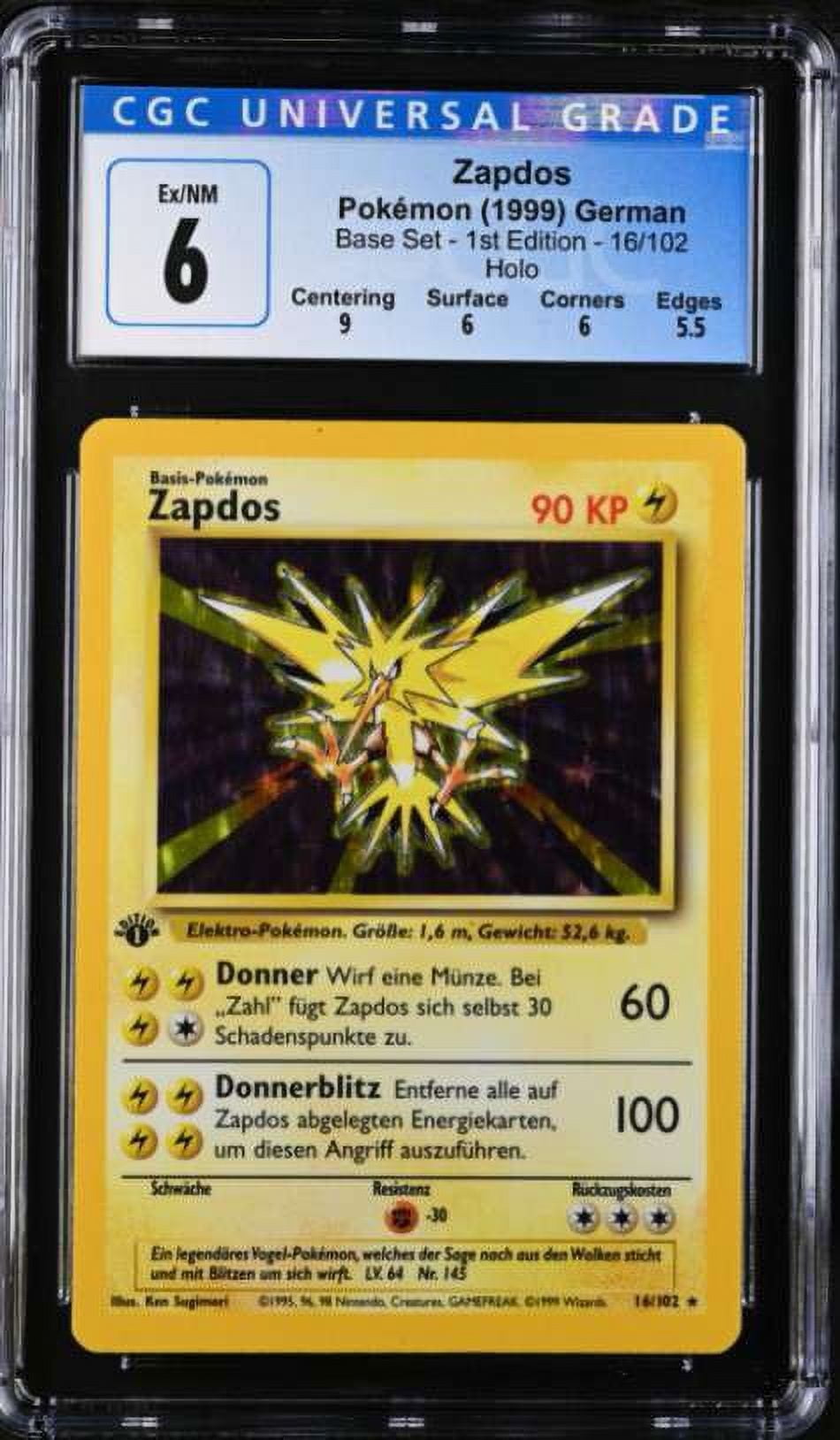 Pokemon Base Set Holo Rare Rare Holo Zapdos 1st Edition (German) #16 ...