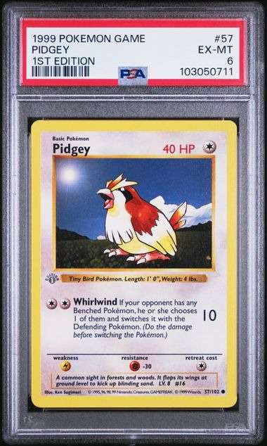 Pokemon Base Set Pidgey (PSA 6 - First Edition - Grey Stamp) - Walmart.com