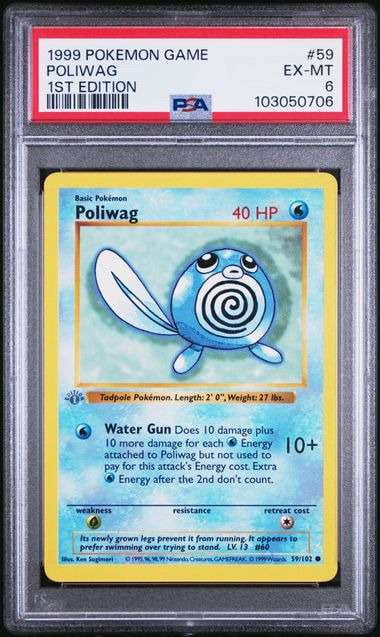 Pokemon Base Set Poliwag (PSA 6 - First Edition) - Walmart.com