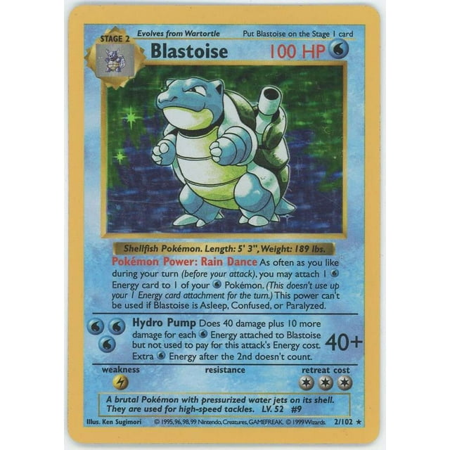 Pokemon Base Set Rare Holo Blastoise #2 (Shadowless - MP) - Walmart.com