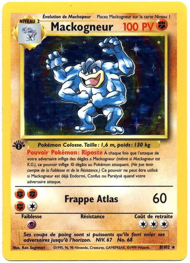 Pokemon Base Set Holo Rare Rare Holo Mackogneur #8 (1st Edition French ...